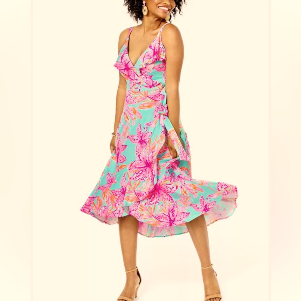 Lilly Pulitzer Fontaine Knee Length Bonita Blooms Wra… - Gem